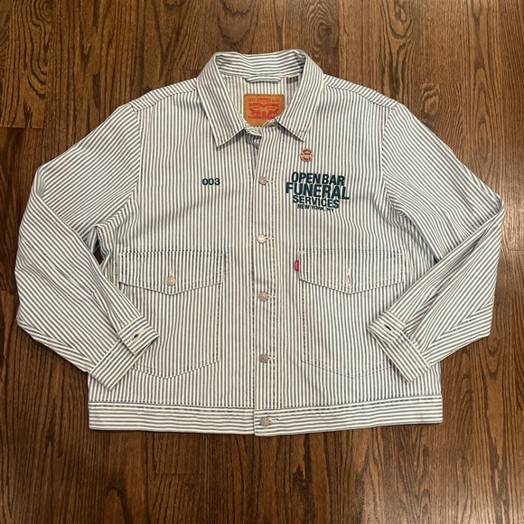 Levi's | Jackets & Coats | Levis X Open Bar Funeral Striped Denim ...